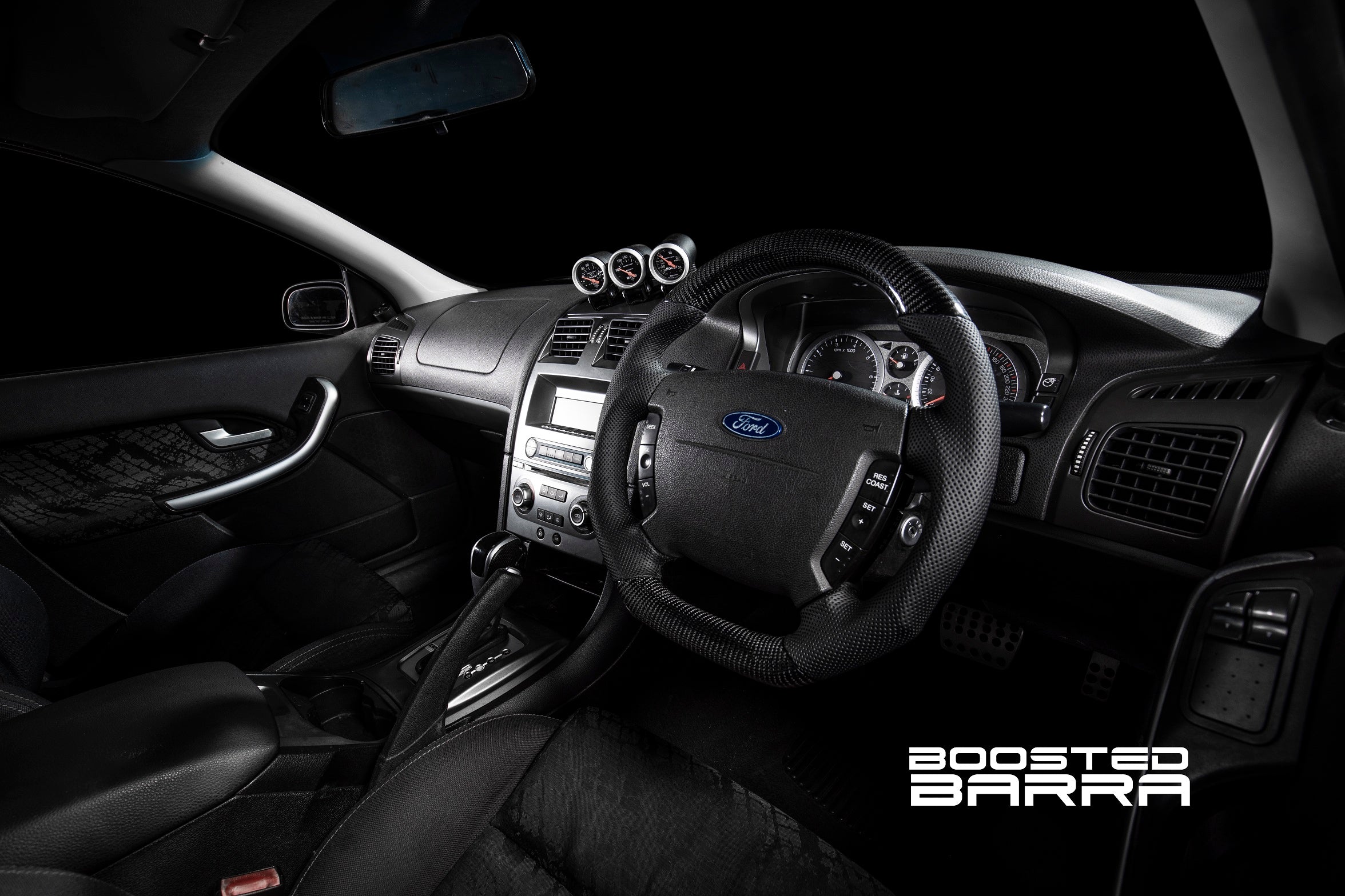 Boosted Barra Carbon Fibre BA/BF Steering Wheel - Boosted Barra