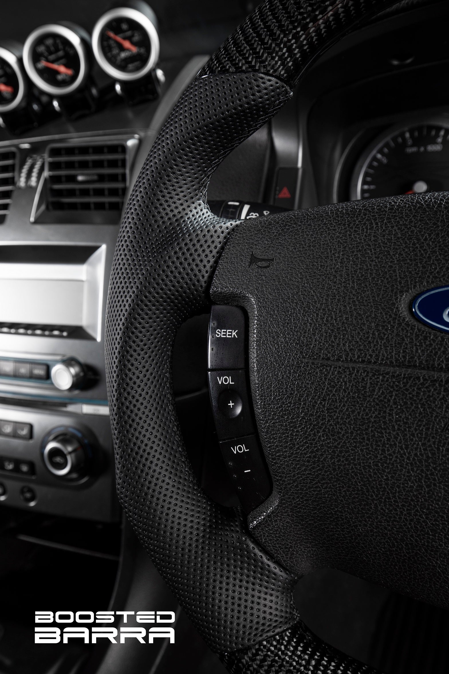 Boosted Barra Carbon Fibre BA/BF Steering Wheel - Boosted Barra