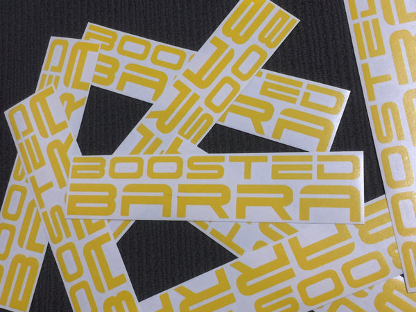 Boosted Barra Yellow sticker - small - Boosted Barra