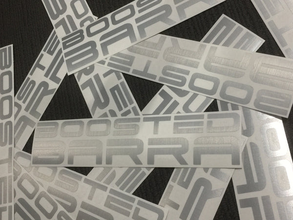 Boosted Barra Brushed Silver sticker - small - Boosted Barra